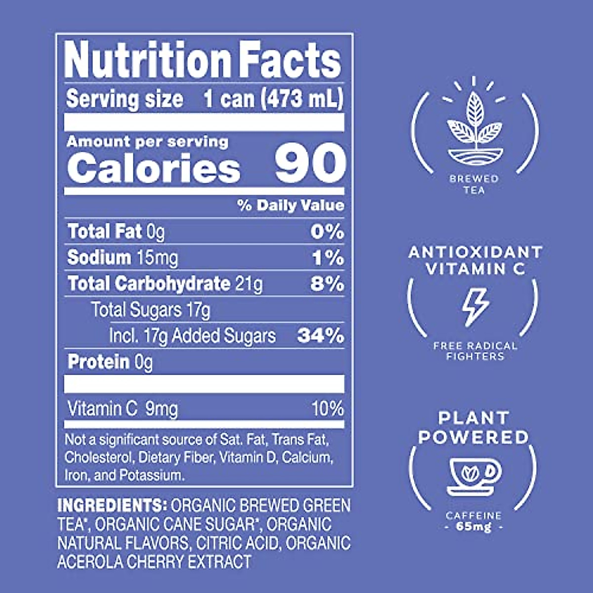 Steaz Organic Lightly Sweetened Iced Green Tea, Blueberry Pomegranate, 16 Oz (Pack Of 12)