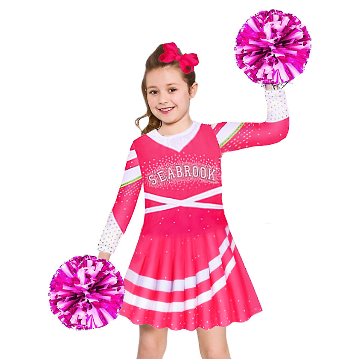 RAAIBB Zombies Cheerleader Costume for Girls Addison Alien Cheerleading Cosplay Toddler Outfits for Halloween Party Birthday 09XXS