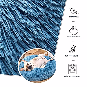 Labpepet Calming Dog Cat Beds Round Puppy Bed for Small Dogs Cat Washable, Donut Warm Pet Bed Fluffy and Soothing Plush Bed