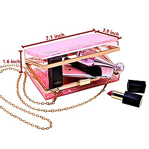 JeVenis Womens Transparent Sequins Chain Clutch Evening Handbag Party Cross-body Purse (Love Pink)