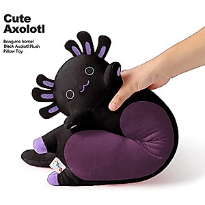 PEACH CAT Long Black Axolotl Plush Pillow Toy Cute Axolotl Stuffed Animal for Kids 27.5"