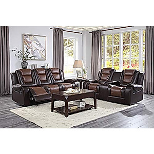 Lexicon Matteo Double Reclining Sofa, Two-Tone Brown