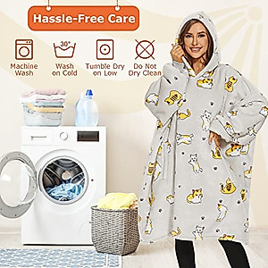 Venustas Wearable Blanket Hoodie, Oversized Sherpa Hooded Blanket Sweatshirt, Super Warm and Cozy Hoodie Blanket for Women Men Adults