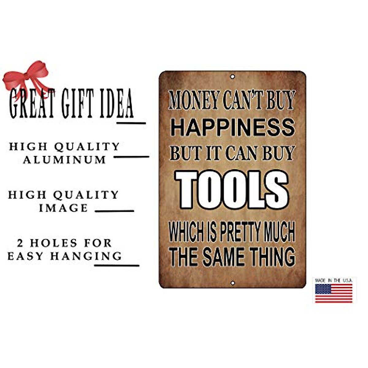 Rogue River Tactical Funny Mechanic Shop Metal Tin Sign Wall Decor Man Cave Bar Money Happiness Tools