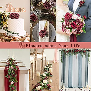 Fasjewly 25pcs Artificial Flower Foam Rose，Handmade Big Fake Flower Heads Red Roses for DIY Wedding Bouquets Bridal Shower Party Home Decorations with Box(25 Heads-Burgundy)