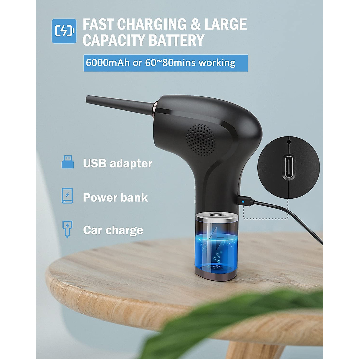 Compressed Air Duster, Electric Air Blower for Computer Cleaning, Portable Replaces Canned Air, Cordless Rechargeable 36000RPM Keyboard Cleaner, Gifts for Men