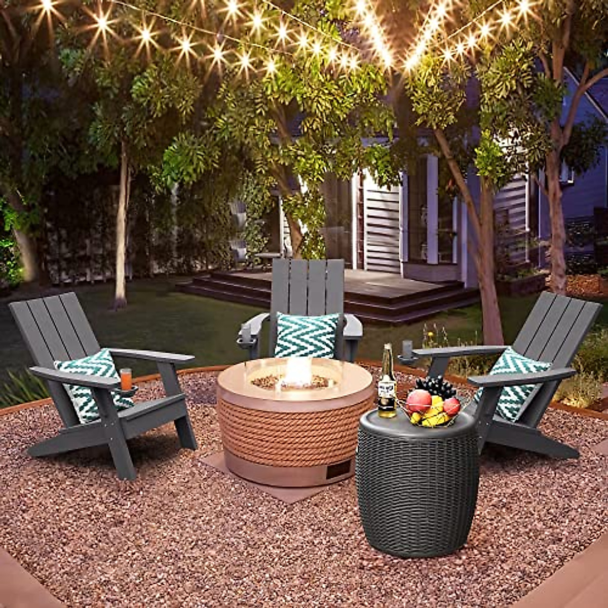 YITAHOME Adirondack Chair with Cup Holder Weather Resistant Resin Adirondack Chairs for Outdoor Garden Lawn Yard Garden Patio Deck Fire Pit