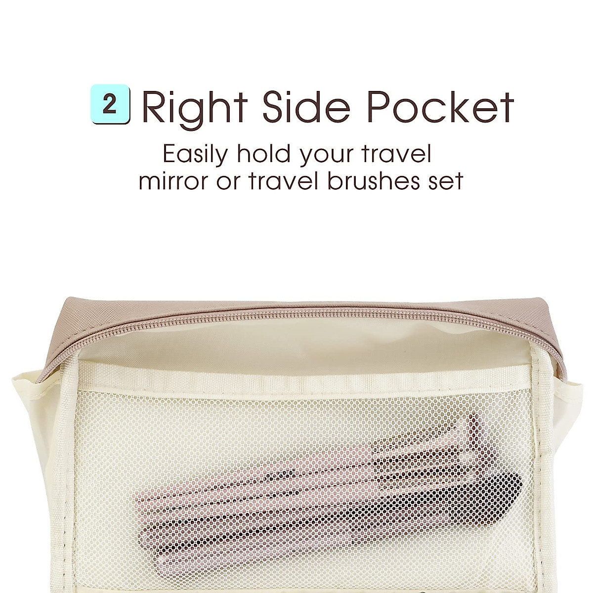 PU Leather Makeup Bag Travel Cosmetic Bag Organizer Make up Bag with Organization Pockets for Women (Large, Brown)