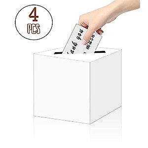 SietDESEO 4 Pack White Money Box Card Box Holder for Wedding Party Birthday Baby Shower Bridal Shower Raffle Ticket