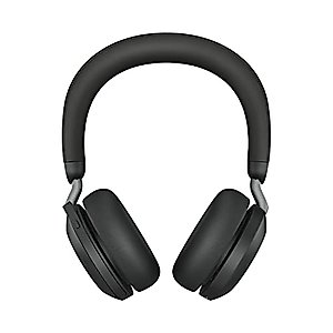 Jabra Evolve2 75 PC Wireless Headset with Charging Stand and 8-Mic Technology - Dual Foam Stereo Headphones with Advanced Active Noise Cancelling, USB-A Bluetooth Adapter and MS Compatibility - Black