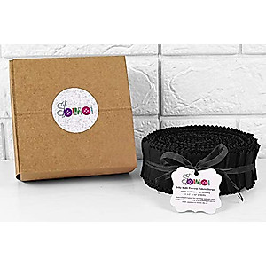 Soimoi 40Pcs Solid Black Precut Fabrics Strips Roll Up 1.5 Inches Cotton Jelly Rolls for Quilting