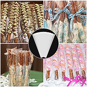 Halloween Pretzel Rod Bags, 2x8 Inch Clear Cellophane Bags for Pretzel Rod Treat Candy, Self Adhesive Sealing Plastic Cello Bags Resealable Poly OPP Bag for Pretzel Rods, Chocolate Bar, Brush, Pens, Jewelry