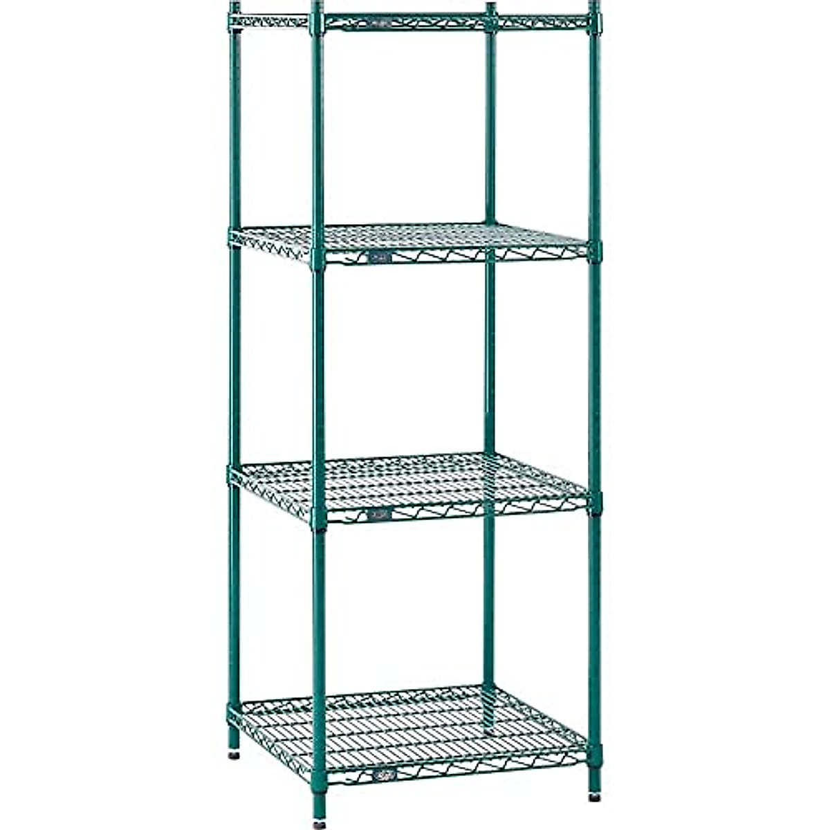 Nexel 21" x 24" x 63", 4 Tier Adjustable Wire Shelving Unit, NEXGuard Anti-Microbial Agent, NSF Listed Commercial Storage Rack, Poly-Green, Leveling feet