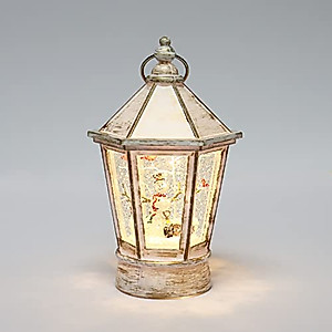 Christmas Tabletop Decor, Snow Globe Water Spinning LED Lighted Lantern, Battery Operated (not Included) (9.1" H x 5.5" W x 5.5" D) by Moments in Time