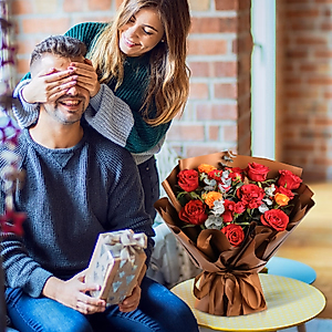 CCXSY 20 Pcs Bouquet Wrapping Paper,23 x 23 inch WaterProof Fresh Flower Wrapping Paper,Double Side Pure Color Print Flower Packing for Her Valentine's Day Chocolate