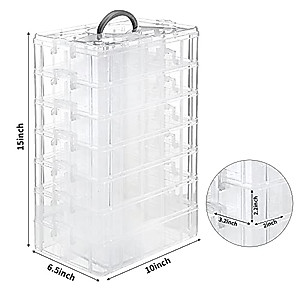 Quefe 7-Tier Stackable Storage Container Box with 70 Compartments, Plastic Organizer Box for Arts and Crafts, Toy, Fuse Beads, Washi Tapes