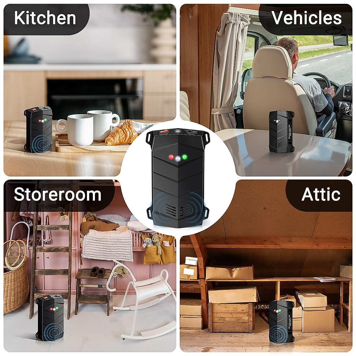 Battery Operated Ultrasonic Rodent Repellent for Car Engines Under Hood Anti,Mice,Mouse,Rodent Repellent for Cars Keeping Rodents Out of Car Engines Basement Garage Attic Warehouse(1 Pack)