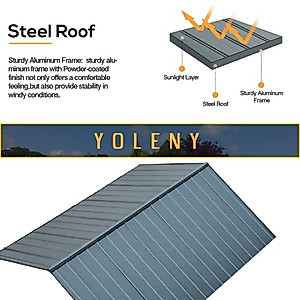 YOLENY 11' x 13' Wood Gazebo Outdoor Gazebo Spruce Wood Framed Gazebo with Black Steel Hardtop Roof for Garden, Patio, Lawns, Parties
