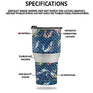 MightySkins Carbon Fiber Skin Compatible with Stanley The Quencher H2.0 FlowState 40 Oz Tumbler - Prismatic Butterflies | Protective, Durable Textured Carbon Fiber Finish | Easy to Apply