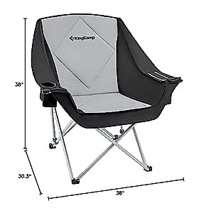 KingCamp Oversized Folding Camping Chair Outdoor Portable Bucket Chair Heavy Duty Extra Large XL Sofa Chair for Adults, Supports 300lbs with Cooler Bag for Sports, Festival, Yard