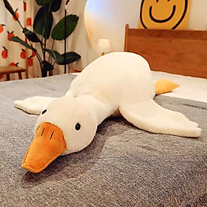 HPOSAN Goose Stuffed Animal Toy Cute Giant White Goose Stuffed Animal Duck Plush Super Soft Hugging (A:19.5 inch)