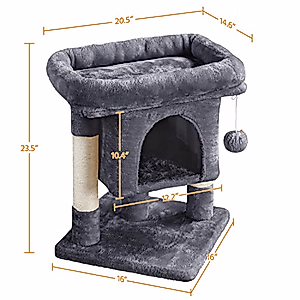 Yaheetech 23.5in Cat Tree Tower, Cat Condo with Sisal-Covered Scratching Posts, Cat House Activity Center Furniture for Kittens, Cats and Pets - Dark Gray