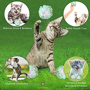 SunGrow Mylar Cat Crinkle Balls, 2", Shiny and Stress Buster Toy, Lightweight and Great for Use in Craft Projects, Toy Ball Suitable for Both Feline and Kids, Kitten Chew and Chase Balls for Exercise