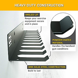 Double Circle Gym Storage Rack with 12 Hooks, Multi Purpose Gym Equipment Wall Rack Hanger for Pro Home Gym Storage for Exercise Bands, Barbell Bars, Jumprope (Hardware Included)