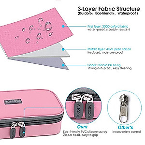 Aiscool Big Capacity Pencil Case Holder Canvas Bag Pen Organizer Pouch Stationery Box for School Supplies Office Stuff (Pink)