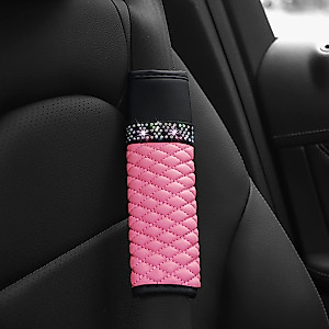 zipelo 2 Pcs Auto Seat Belt Cover, Breathable Leather Shoulder Pads Protect Your Neck, Harness Pads Strap for a More Comfortable Driving, Car Accessories Compatible with Adults Kids (Pink)