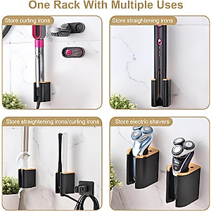 Luvitory Wall Mount Holder Compatible with Dyson Airstrait Straightener, Airwrap Styler Hair Curling Iron Barrels and Brushes, Metal Organizer Storage Rack, Curling Iron and Accessories Organizer Rack