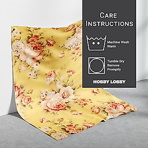 Roses On Yellow Cotton Calico Fabric (1 Yard) – Printed Sewing Fabric by The Yard – Very Lightweight Precut Fabric for Sewing Clothes, Homeware, & Other Accessories – DIY Craft Fabric