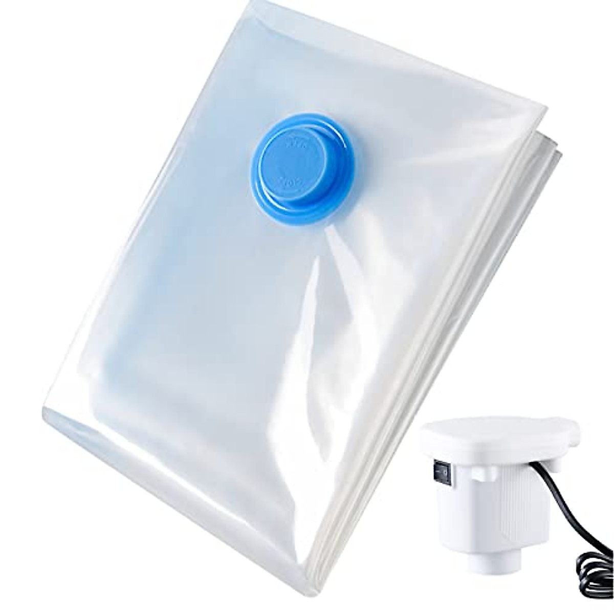 10 Pack Vacuum Storage Bags, Space Saver Sealer Bags with Travel Electric Pump, Vaccumeseal Space Storage Bags for Clothes, Clothing, Comforters and Blankets,90x130cm