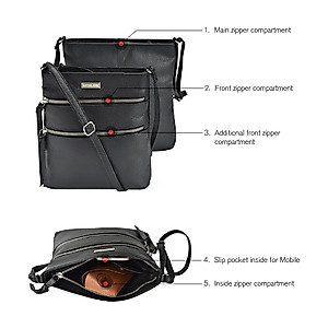 ESTALON Leather Crossbody Purses For Women - Trendy Women's Crossbody Handbags - Medium Size Shoulder Bags For Ladies (Bison)