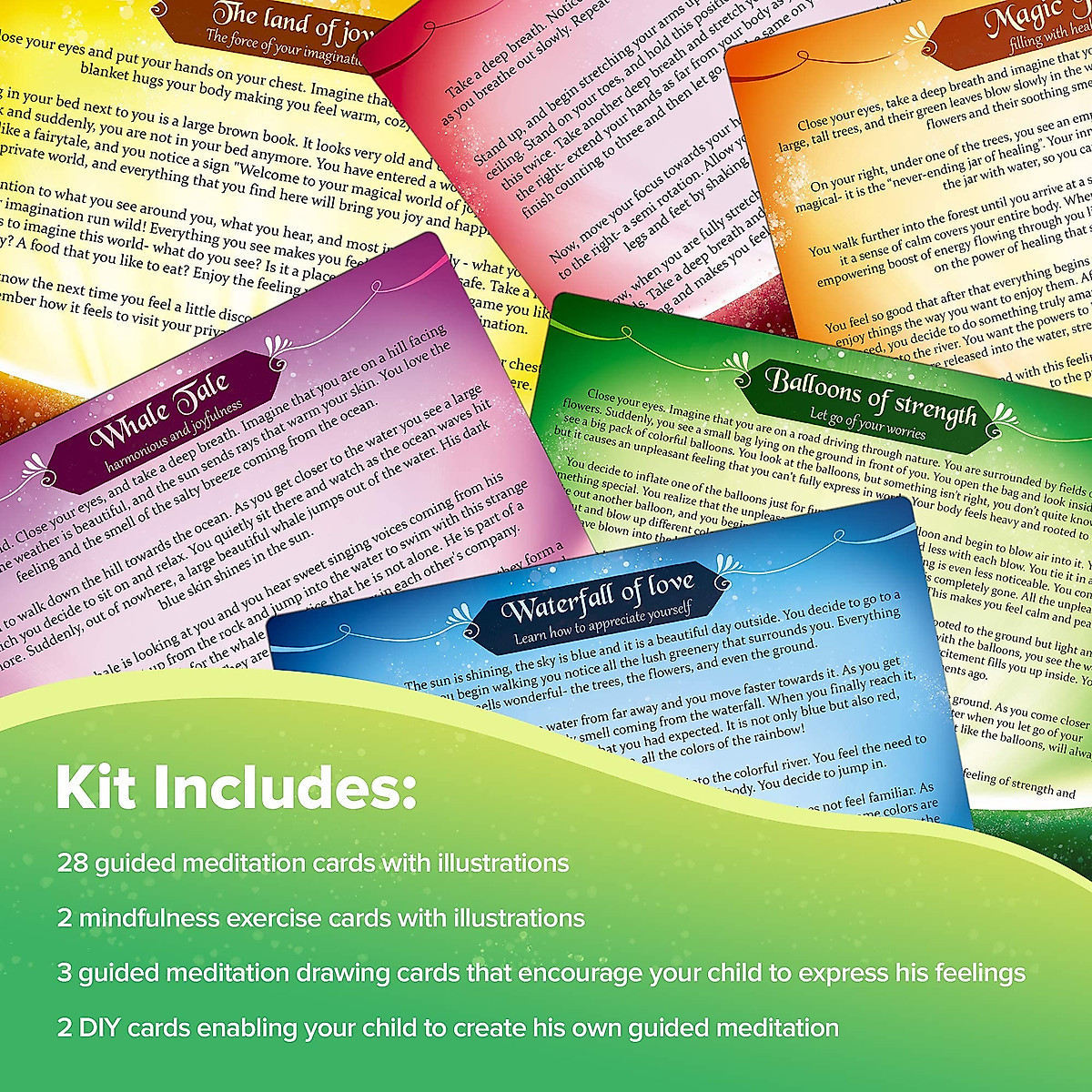 Mindful Land Mindfulness Cards for Kids - Positive Affirmations Cards for Kids Stress Reduction - Meditation Cards Calming Therapy Tool - Daily Mindfulness for Kids - Game for Mindful Kids Development