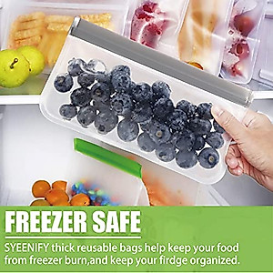 SYEENIFY Reusable Food Storage Bags,Freezer Bags for Food,Reusable Gallon Freezer Bags,Reusable Lunch Snack Bags,BPA FREE Leak-proof Freezer Bags for Meat Fruit Veggies(24 Pack)