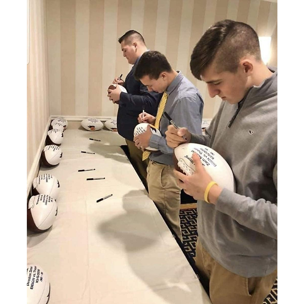 Ballstars Autograph Blank Full Regulation 12 Inch Football Without Base | Official Size 9 | Football Trophy for Signing with Two White Panels