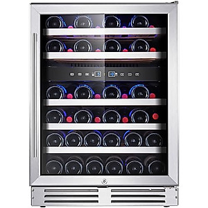 STAIGIS 46 Bottle Compressor Wine Cooler Refrigerator, 24 inch Wine Fridge Freestanding Dual Zone for Home, Kitchen and Bar, Digital Temperature Control