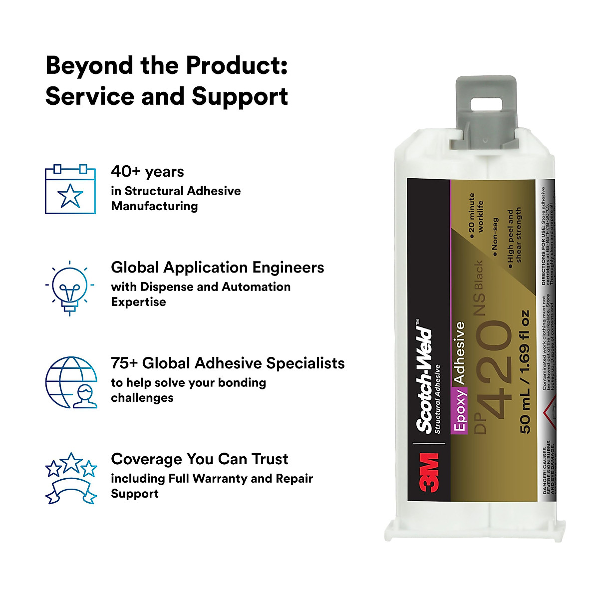 3M Scotch-Weld Epoxy Adhesive DP420, Black, Two-Part Epoxy Structural Adhesive, High Impact and Fatigue Resistant, Maintains Bond Strength, 50 mL (1.69 fl oz) Duo-Pak