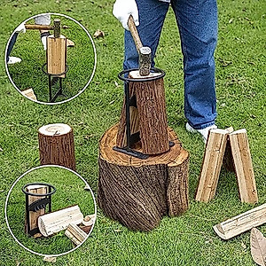 Wztepeng Cast Iron Firewood Kindling Splitter for Wood Cutter Tool Heavy Duty Log Splitter Wedge Compatible with Home Camping Outdoor