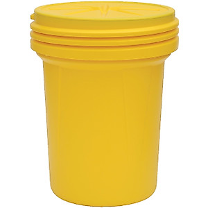 Eagle 30 Gallon Plastic Drum with Lid, Screw-On Lid, 28.3"x22.5", Lab Pack Drum Made of Durable, Lightweight HDPE, Withstands Weather and Chemicals, Made in USA, Yellow, 1600SL