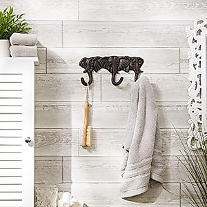 DII Decorative Cast Iron Wall Hook Collection, Triple Elephant