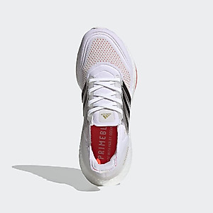 adidas Women's Ultraboost 21 Running Shoe, White/Black/Solar Red, 6