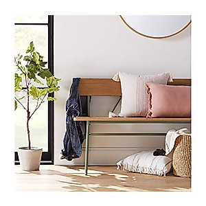 Hearth & Hand with Magnolia Throw Blanket Collection (Dusty Pink Stripe with Poms, Plain Weave)