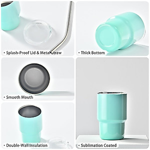 CUPITUP 3oz Mini Tumbler Shot Glass With Straw and Lid, Set Of 6 Mixed Colors Stainless Steel Blank Sublimation Mini Shot Glass Tumblers 3oz for Wedding Birthday Bachelorette Party Favors