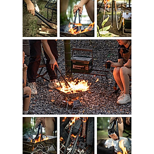 CAMPINGMOON 16-inch Length Fireplace Firewood Tongs with Scissor Shape Serrated Log Claw Tongs for Bonfire Campfire Fire Pit with Wood Hand BKMS-41