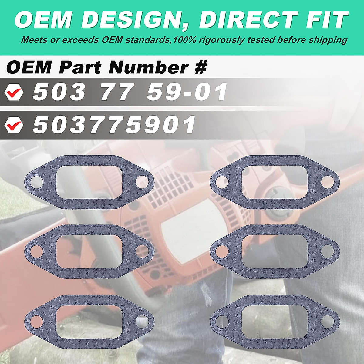 Adefol 6 x Exhaust Muffler Gasket for Husqvarna 365 362 371 372 365 362 371 372 385 390 XP 371K 375K Saws 503775901