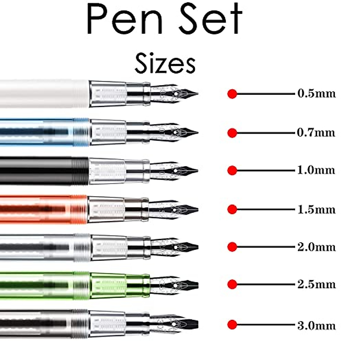 GC QUILL Calligraphy Set Fountain Pens 7 Different Size Nibs and 36 Assorted Ink Cartridges Kit for Calligraphy Lettering - Complete Easy Learning Set for Beginners F736