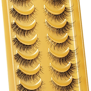 False Eyelashes Natural Wispy Lashes Cat Eye zanlufly Clear Band 3D Lashes that Look Like Extensions Soft Handmade Fake Eyelashes Lashes Pack