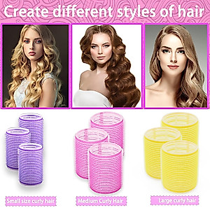 TINGIC Hair Roller Set - Jumbo Self-Grip Curlers with 3 Sizes for Long, Fine Hair, Roller Clips and Comb (34 PCS)